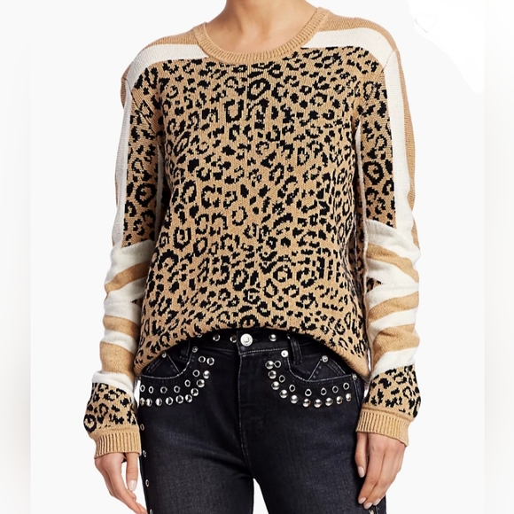Current/Elliott | Sweaters | Currentelliott Duvall Leopard Print ...